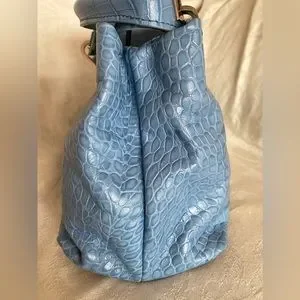 Versace | Bags | Vintage Versace Crocodile Embossed Pale Blue Mini Tote ...